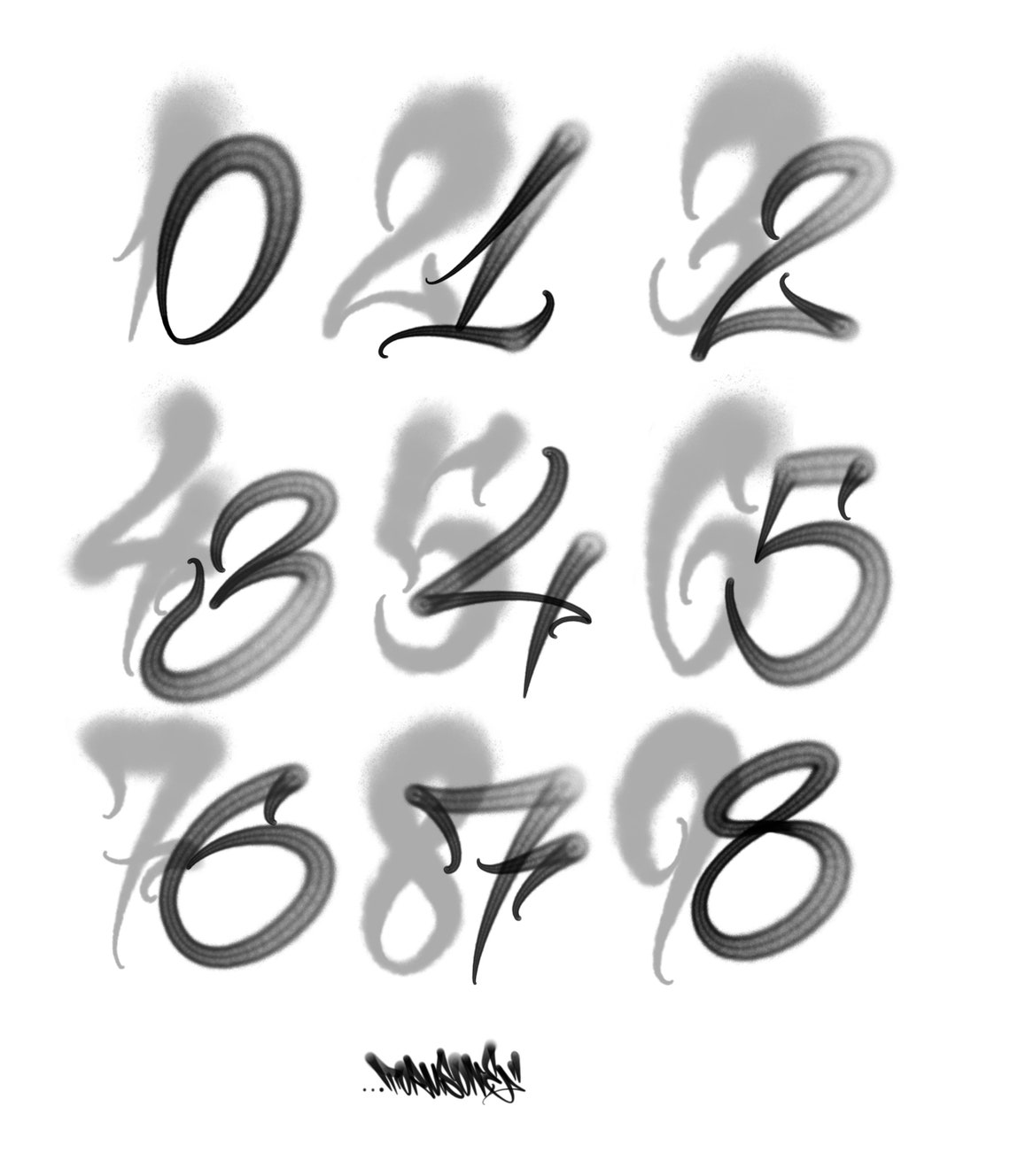 Tattoo Numbers for Procreate. 8 Style - Etsy