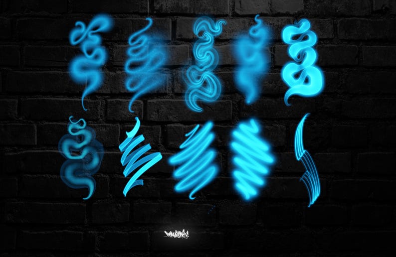 55 + Graffiti Neon Brushes - Special Effects & Lettering for Procreate ...