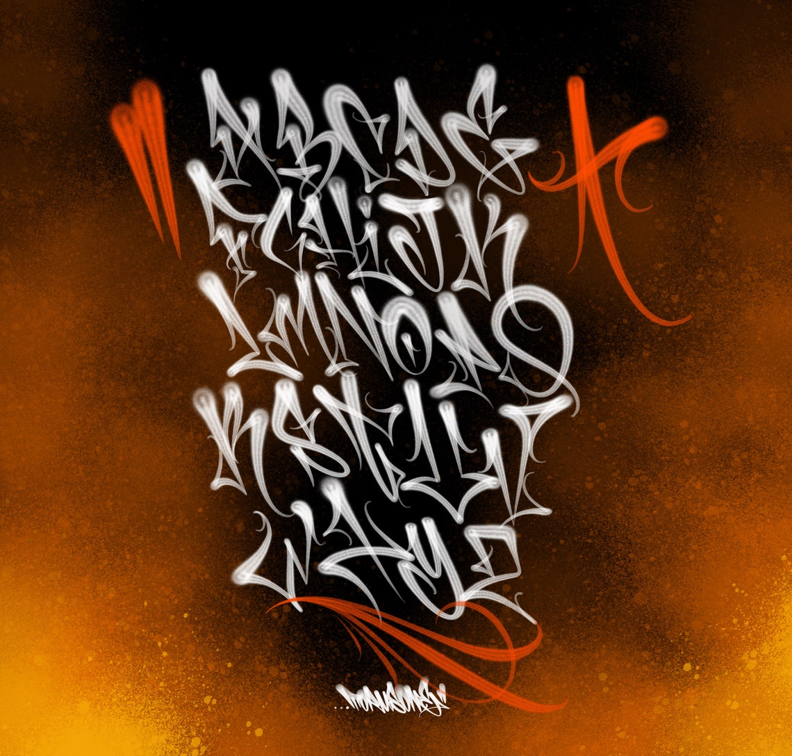 Graffiti Fat Caps Alphabet Letter Stamps on Procreate - Etsy