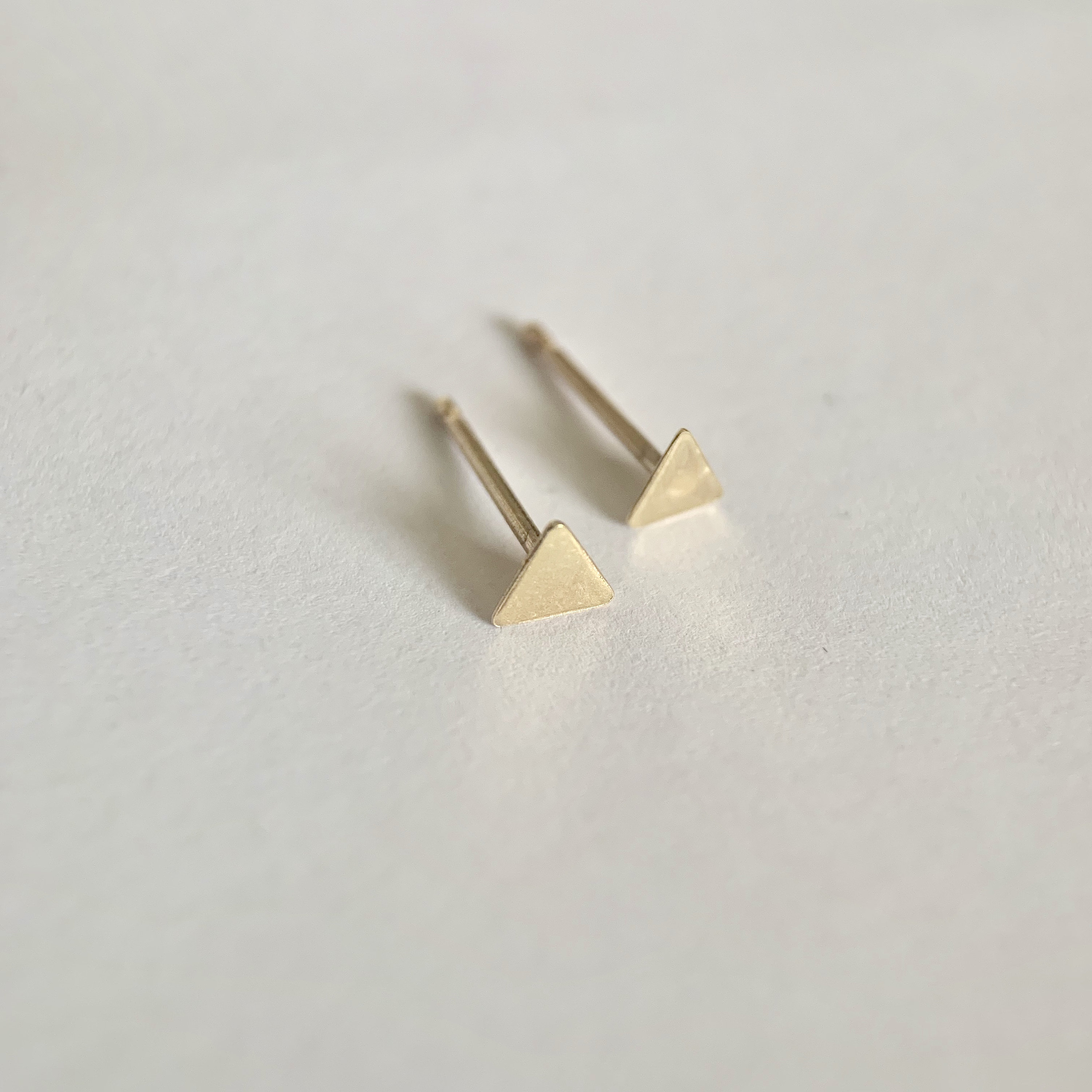 Tiny Triangular Earring Studs 9ct Gold Studs 3mm Triangle | Etsy
