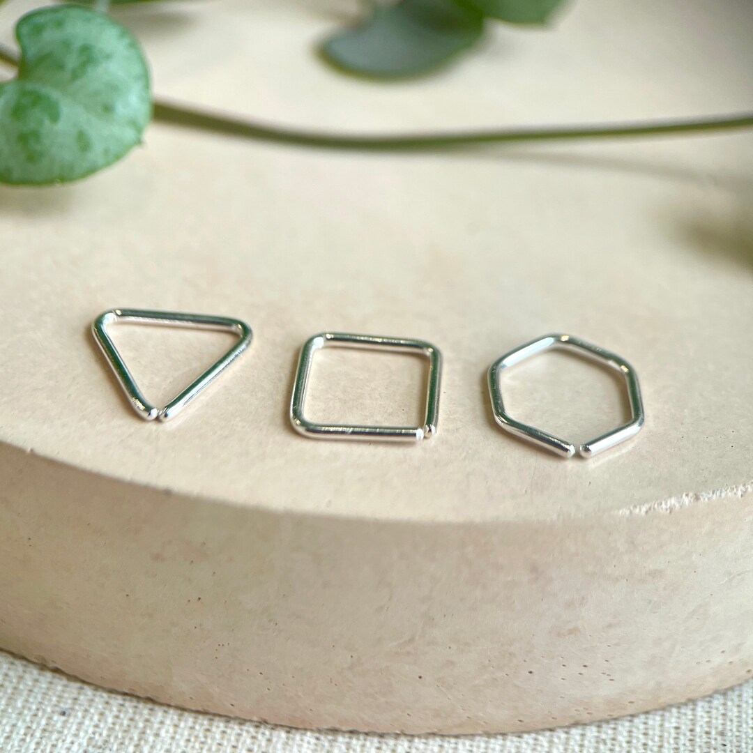 Three Sterling Silver Hoops, Silver Hoop Earrings, Geometric Jewellery ...