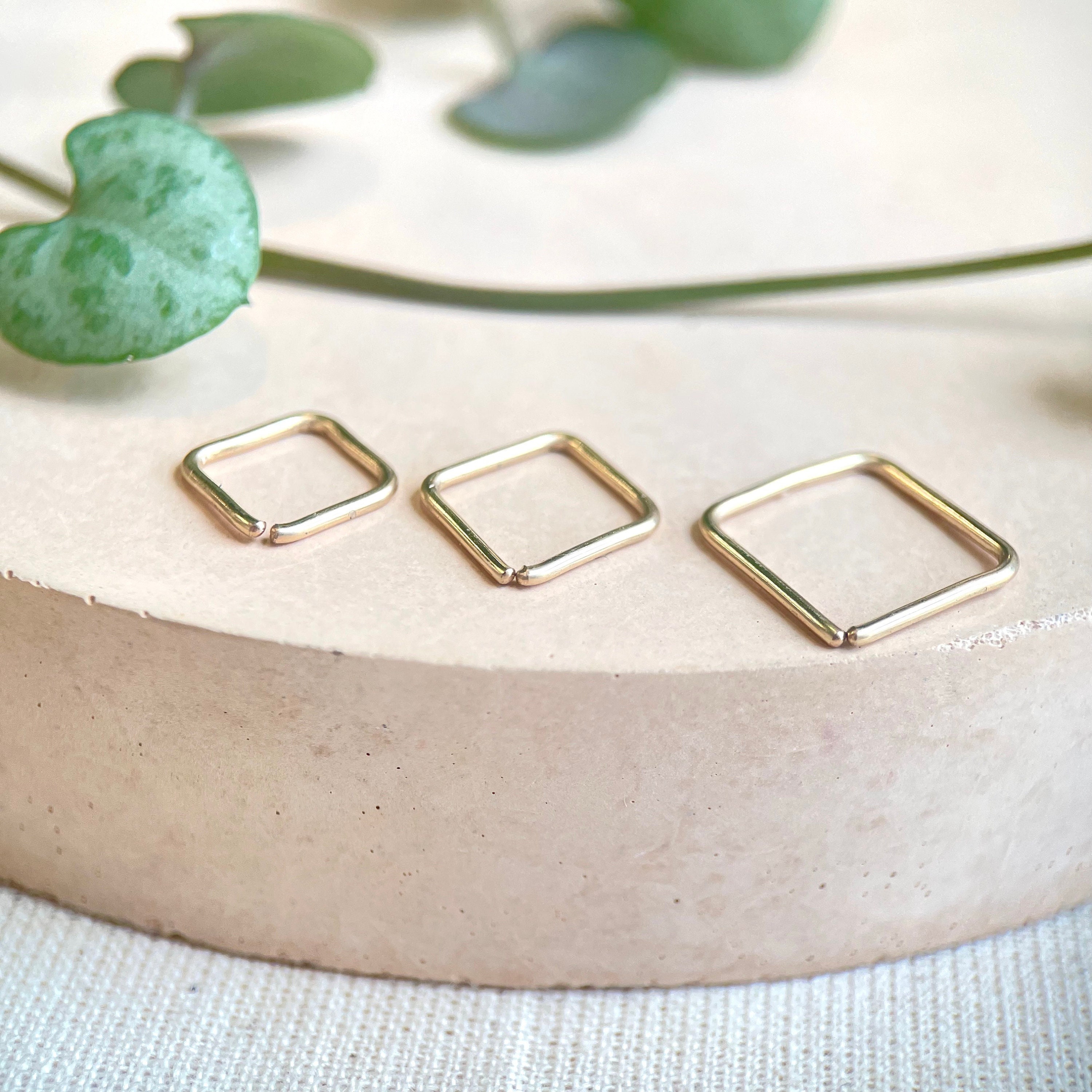 Solid Gold Square Hoop Earring 9ct Gold Hoop Geometric - Etsy UK