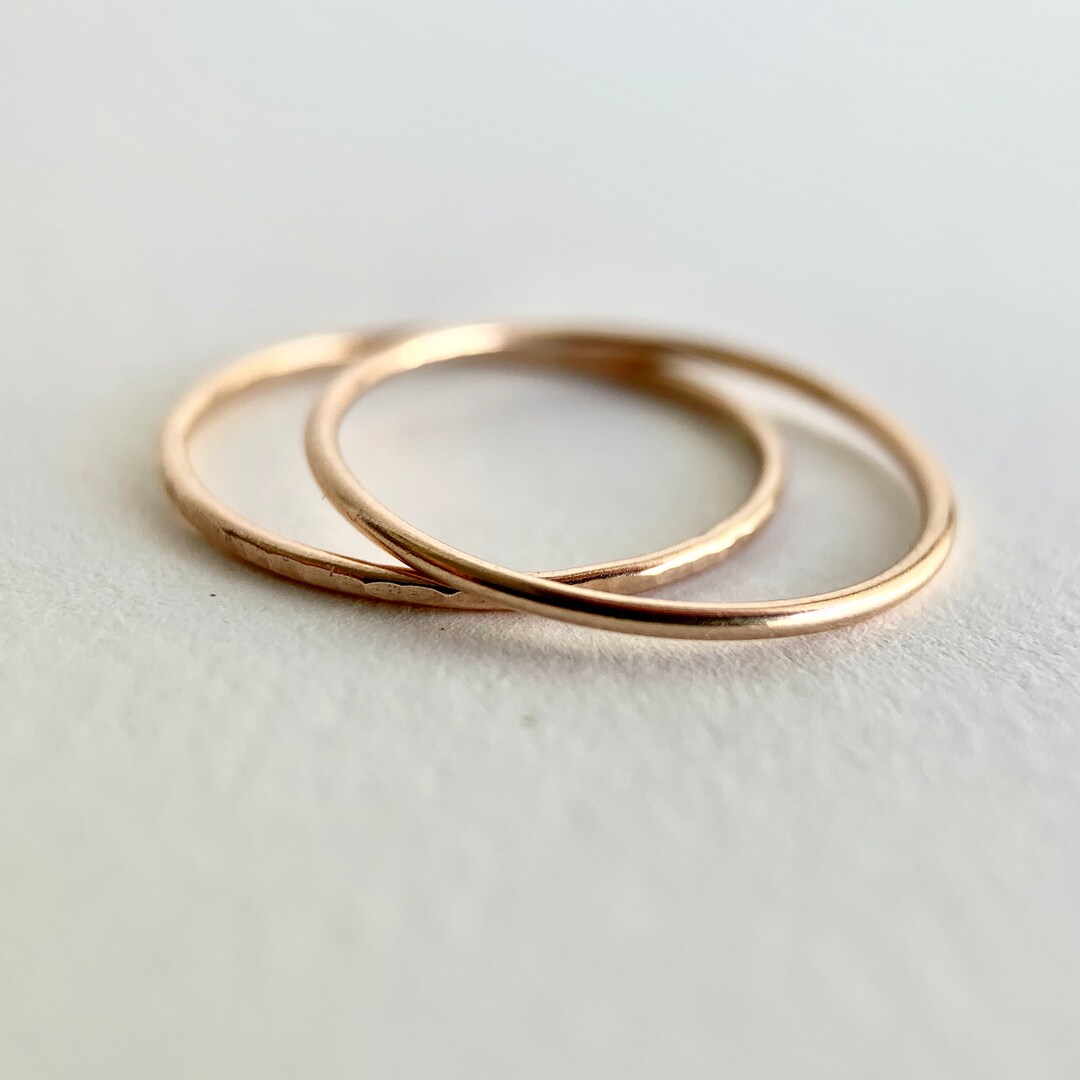 Solid Rose Gold Stacking Rings, Yellow Gold or Rose Gold Rings, Stacker ...