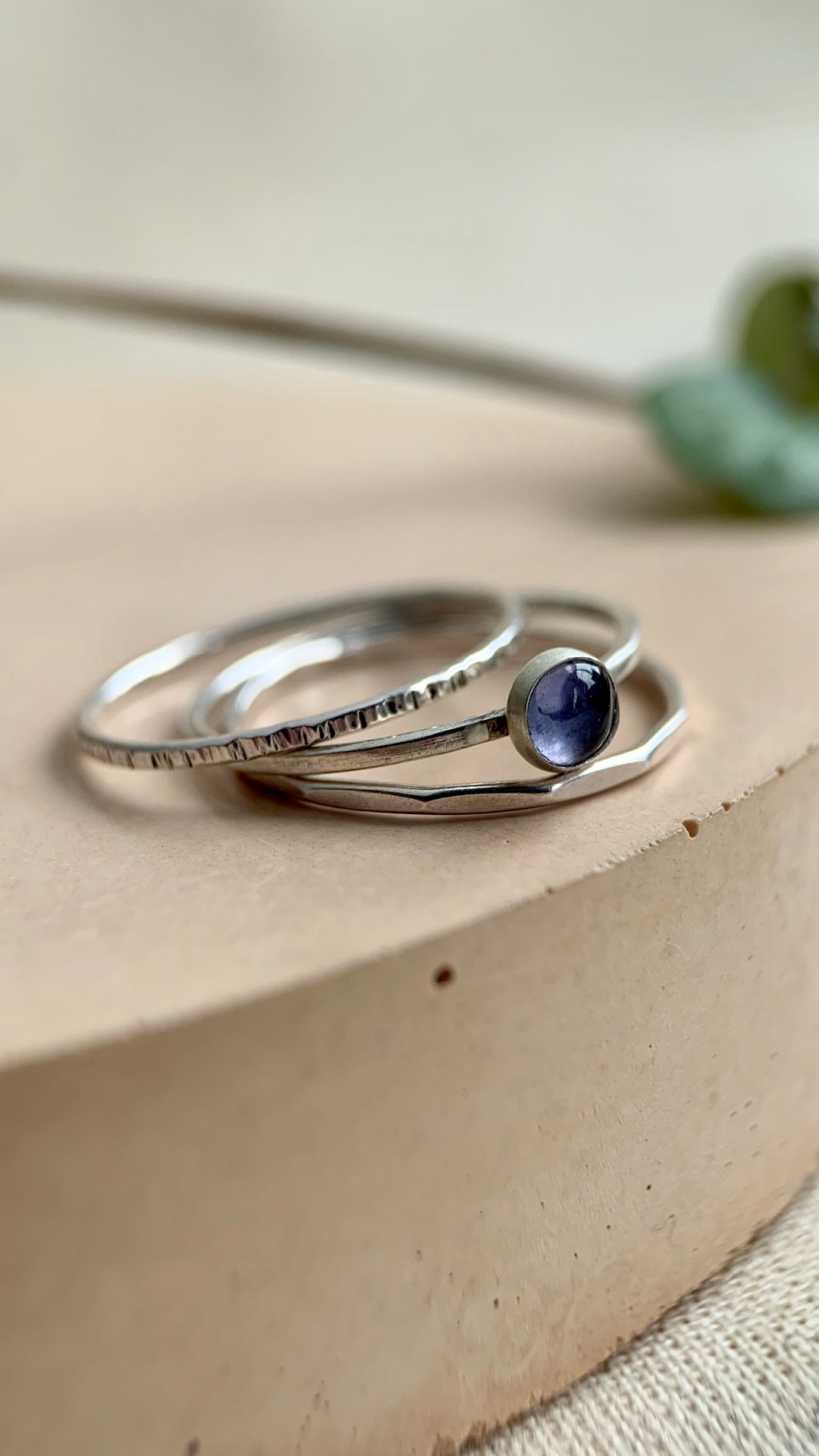 Iolite Ring Set: Sterling Silver Stacking Rings - Etsy