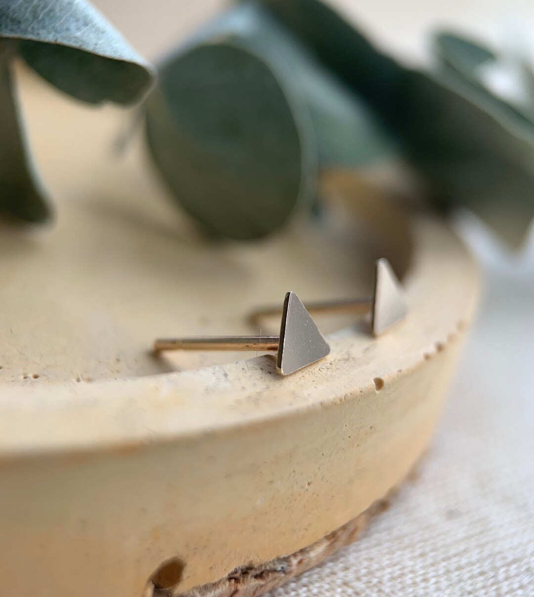 Tiny Triangular Earring Studs, 9ct Gold Studs, 3mm Triangle, Geometric ...