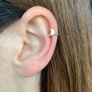 Crescent Moon Ear Cuff, Copper and Silver, Fake Piercing, Cartilage ...