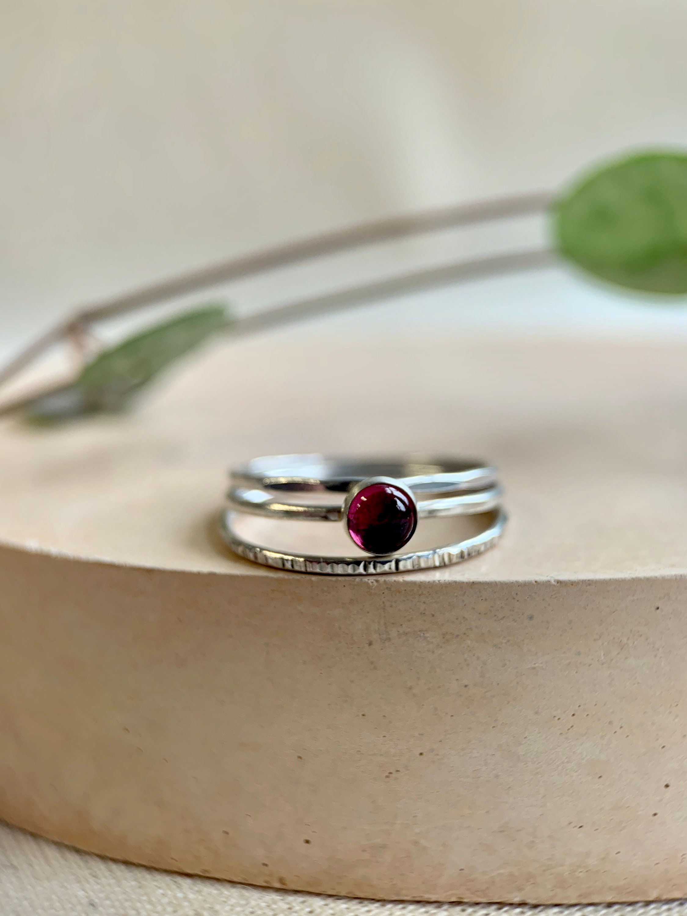 Pink Rhodolite Ring Sterling Silver Rings Rhodolite | Etsy