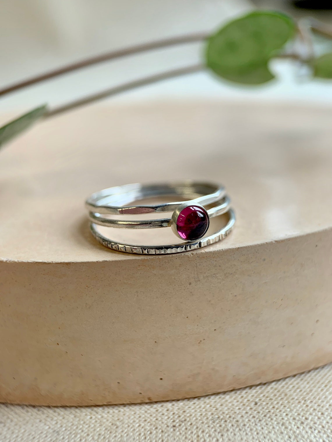 Pink Rhodolite Ring Sterling Silver Rings Rhodolite | Etsy