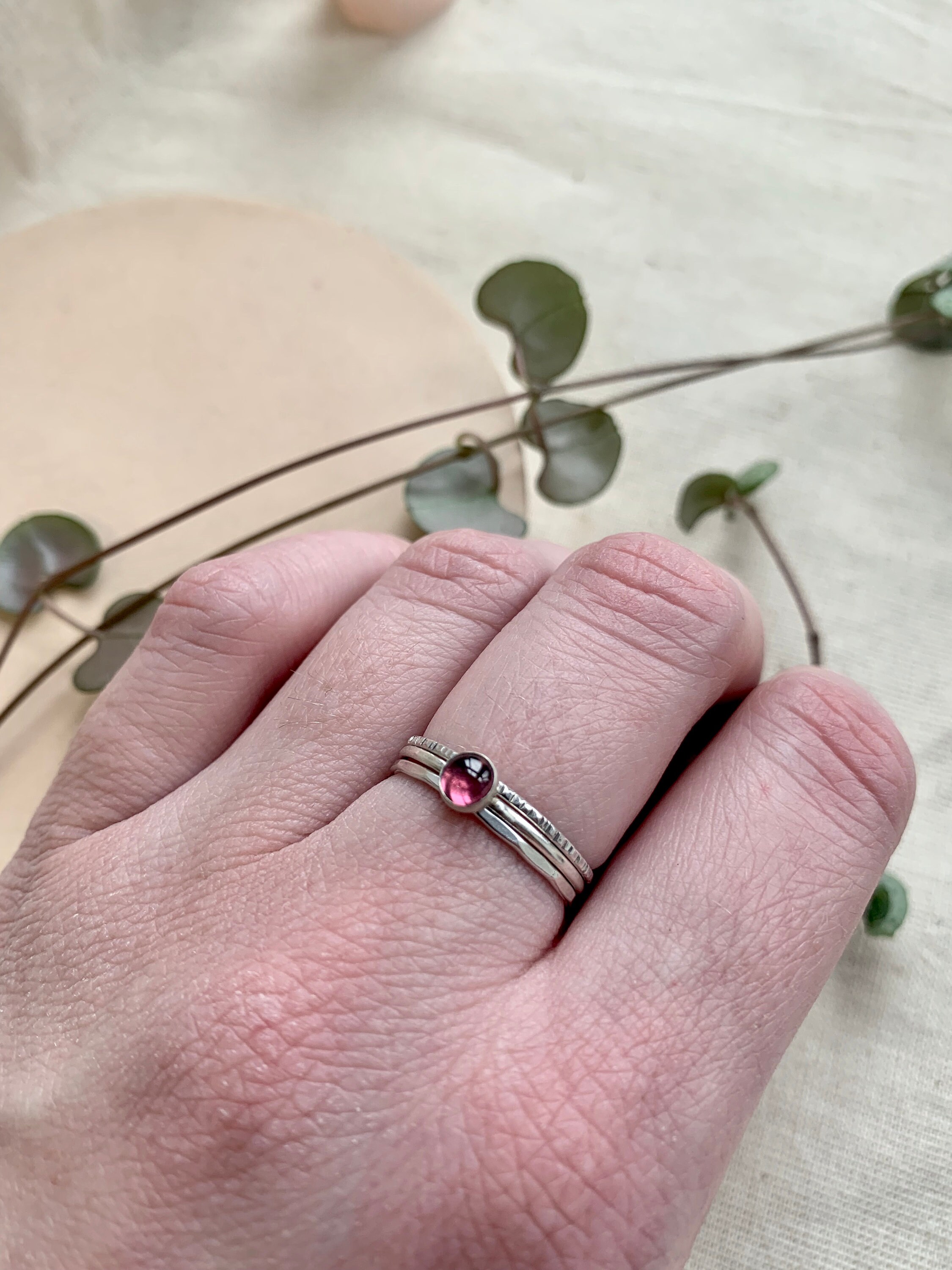 Pink Rhodolite Ring Sterling Silver Rings Rhodolite | Etsy