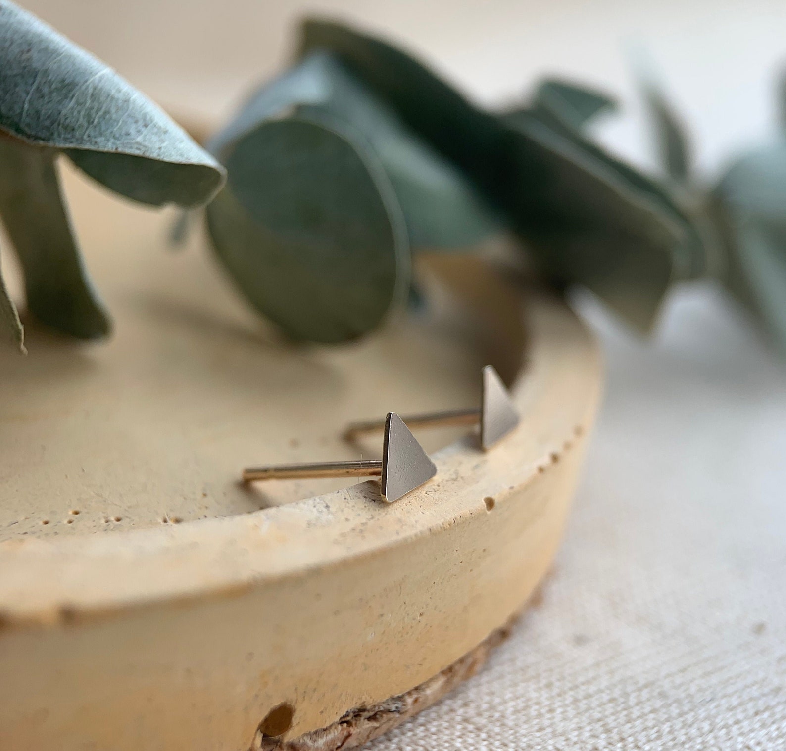 Tiny Triangular Earring Studs 9ct Gold Studs 3mm Triangle - Etsy