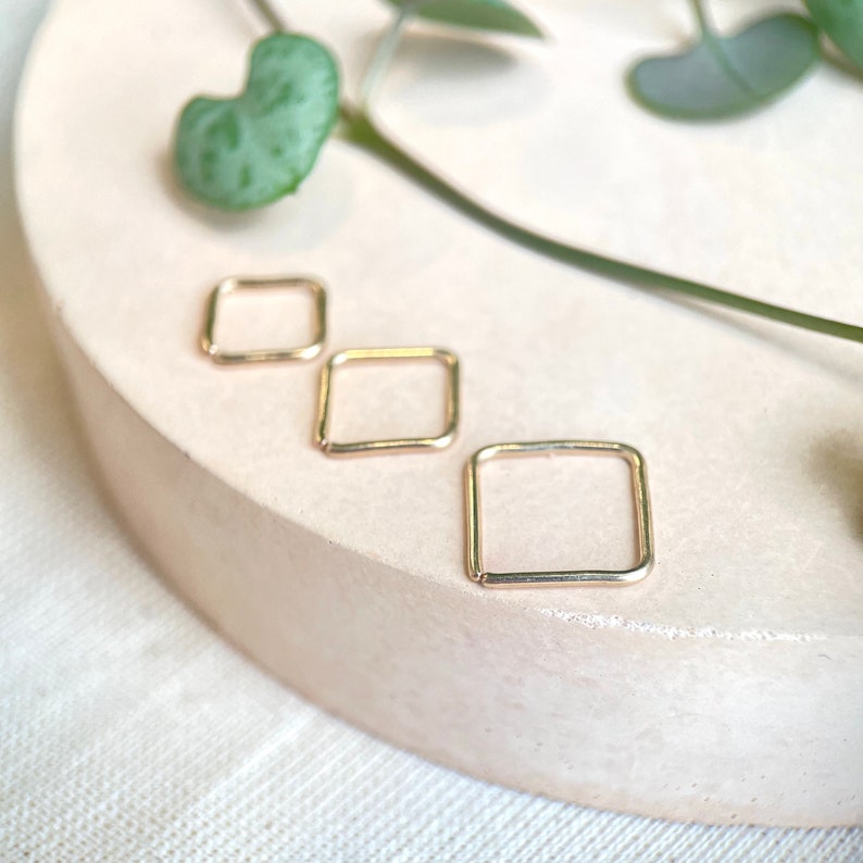Solid Gold Square Hoop Earring 9ct Gold Hoop Geometric - Etsy UK