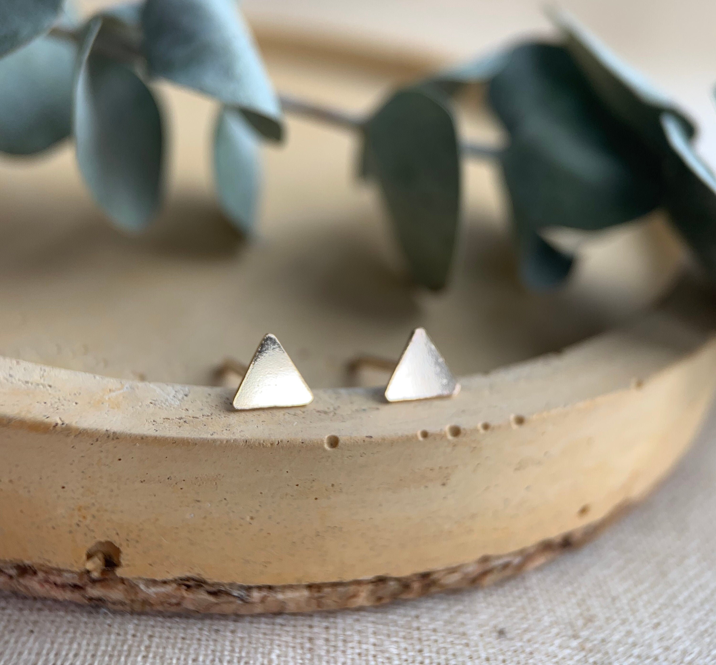 Tiny Triangular Earring Studs 9ct Gold Studs 3mm Triangle - Etsy