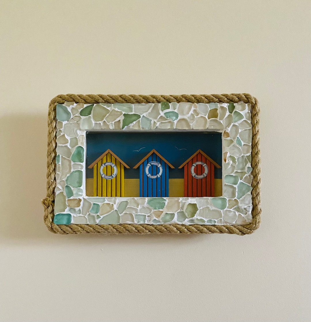 Beach Hut Scene Whitby Sea Glass Frame - Etsy