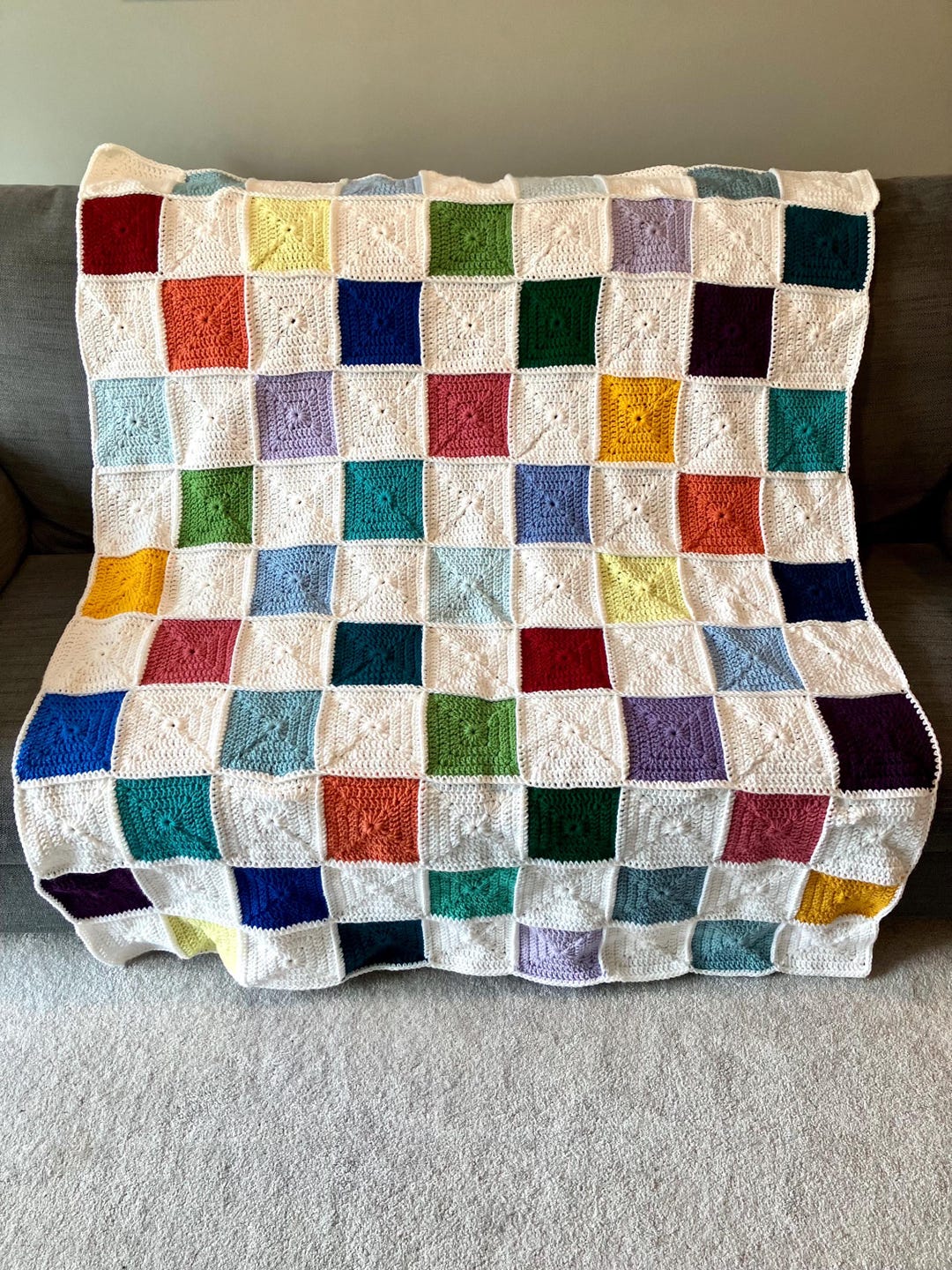 Multi Colored Checkered Throw Blanket - Etsy
