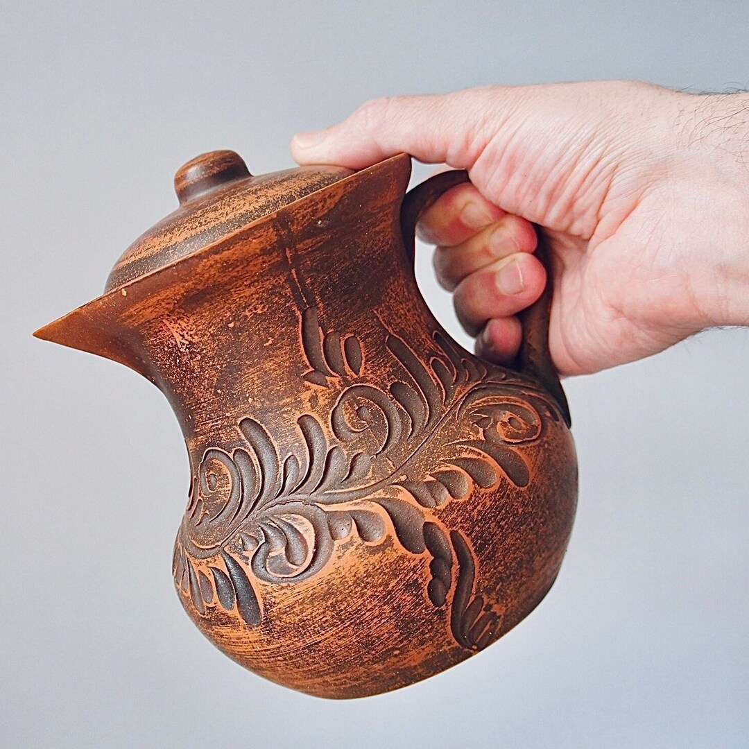 Pottery Pitcher With Lid, Wine Jug, Water Pitcher, Ceramic Vessel ...