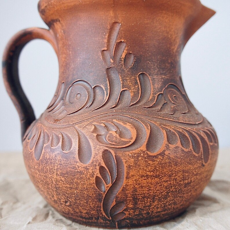 Pottery Pitcher With Lid, Wine Jug, Water Pitcher, Ceramic Vessel ...