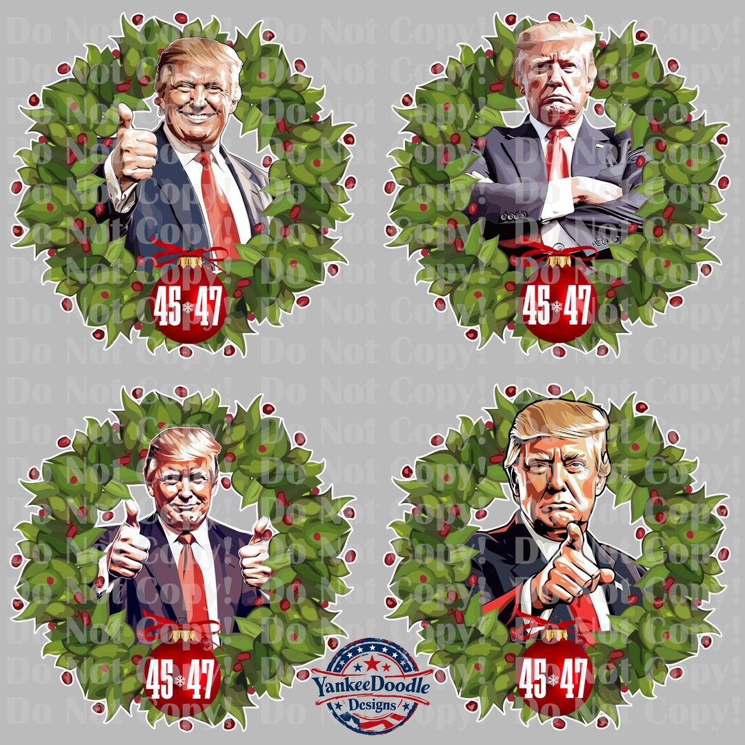 Set 1 Donald Trump Ornament Png Design, 4 Trump Sublimation Png Designs ...