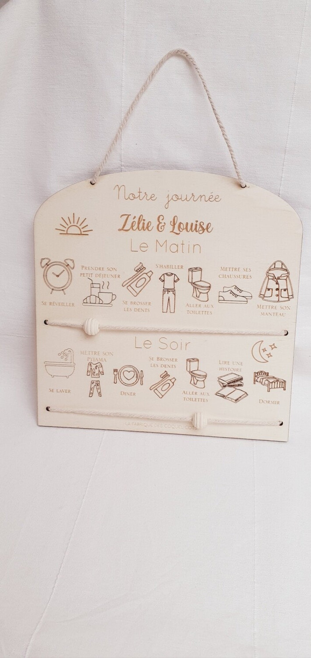 Tableau des routines pour enfant personnalisé avec prénom / a suspendre ...