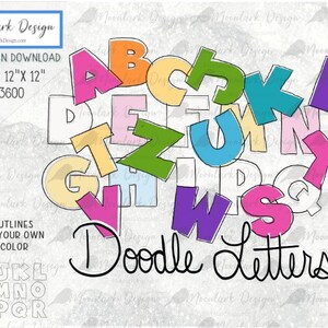 Fill Your Own, Sketched Doodle Letters, Doodle Alphabet PNG, Fillable ...