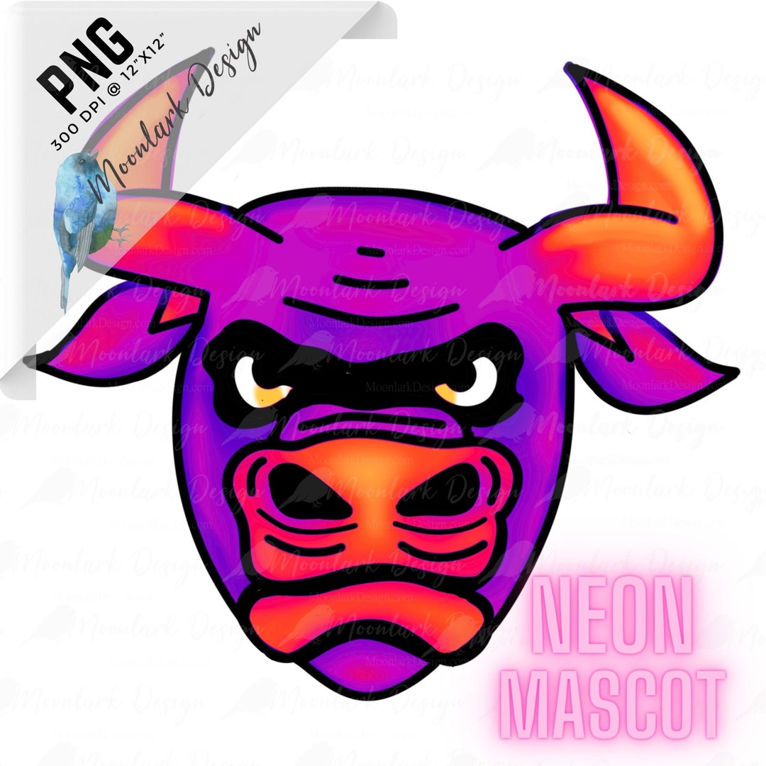 Neon Mascot, Bull Mascot, Bull Clip Art, Bull PNG, School Pride, School ...