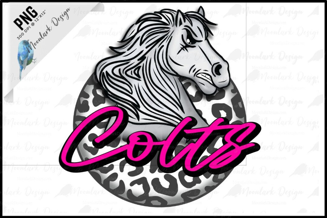 Colts PNG, School Spirit, Team Mascot, Leopard Background, Pink Words ...