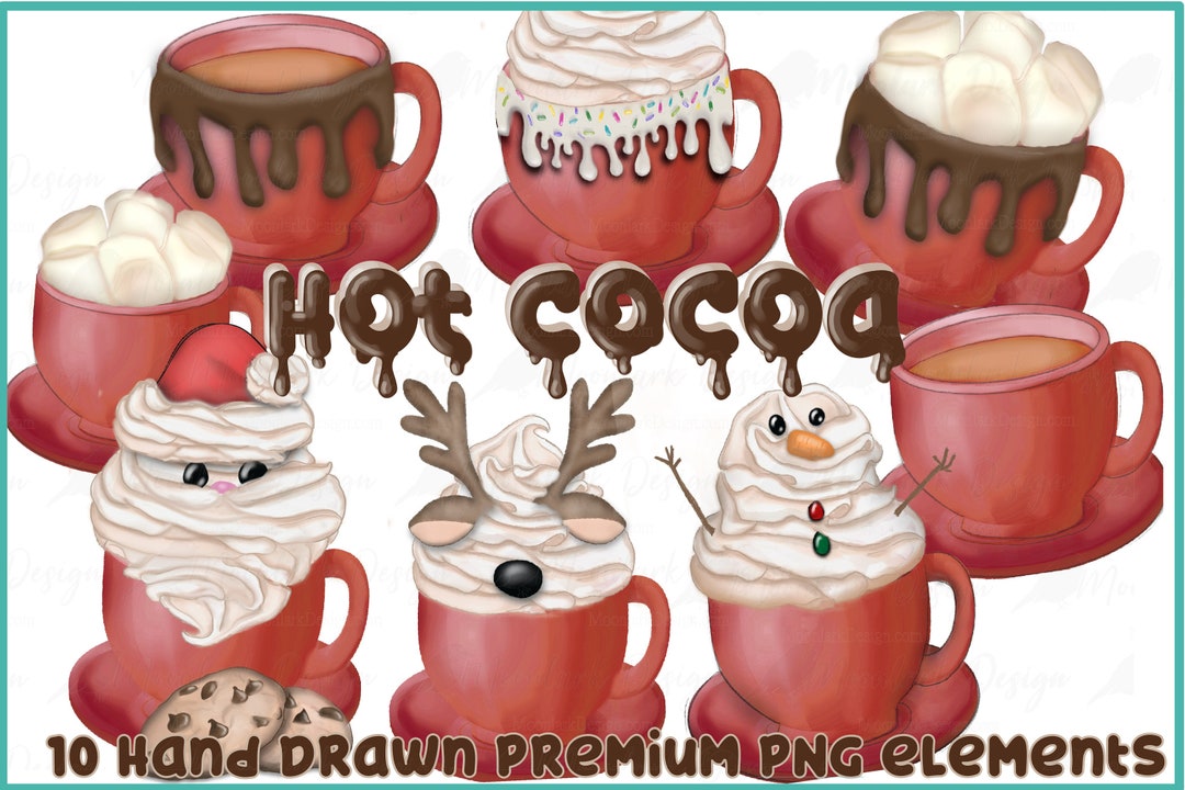 Hot Cocoa Clipart, Hot Chocolate Clipart, Santa Coffee, Christmas Cocoa ...