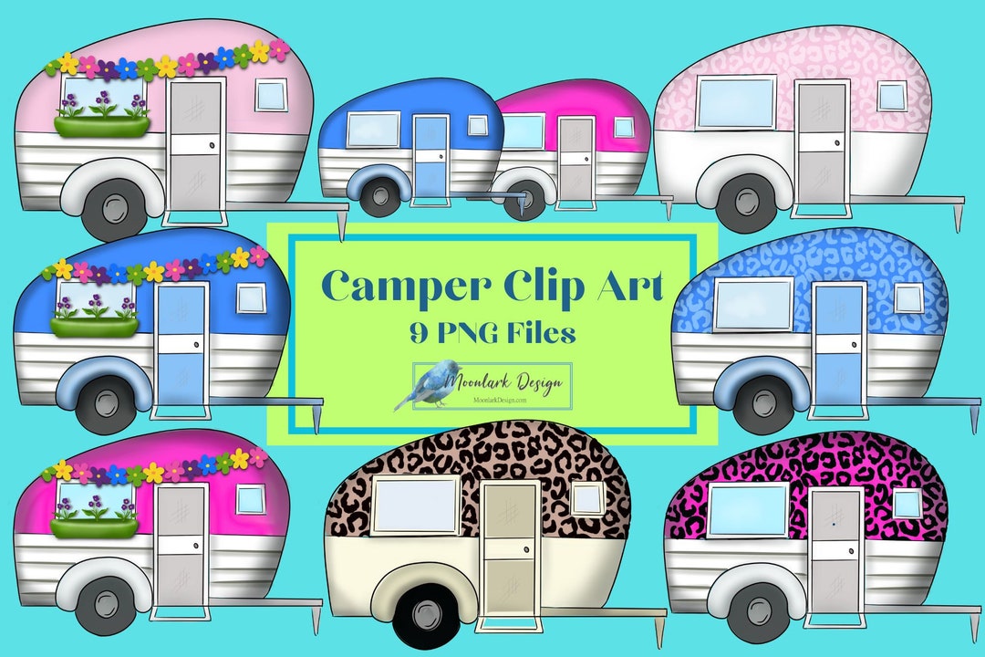 Camper Clip Art, Camping Clip Art, Campers Png, Leopard Camper, Cute ...