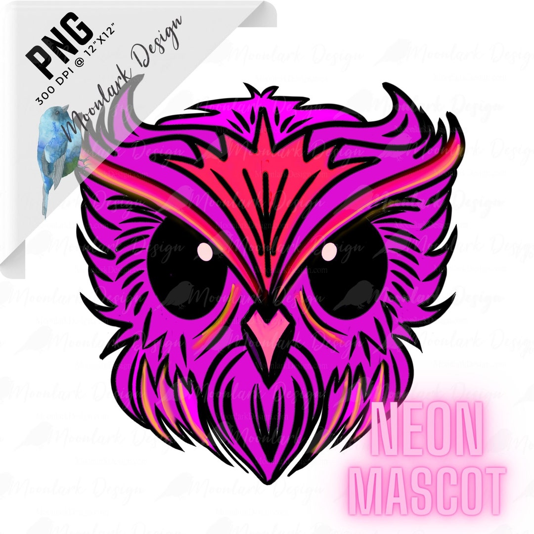 Neon Mascot, Owl Mascot, Owl Clip Art, Owl PNG, School Pride, School ...