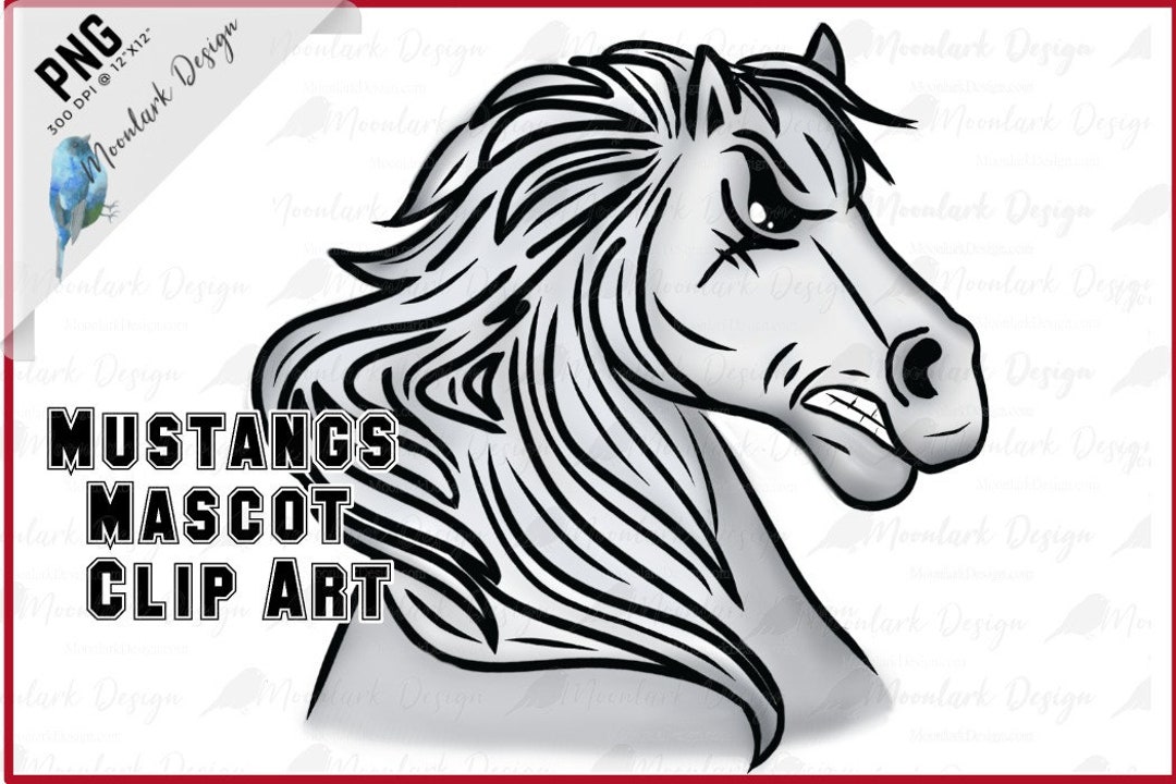Mustangs Clip Art, School Spirit, Team Mascot, Mustang Logo, Hand Drawn ...