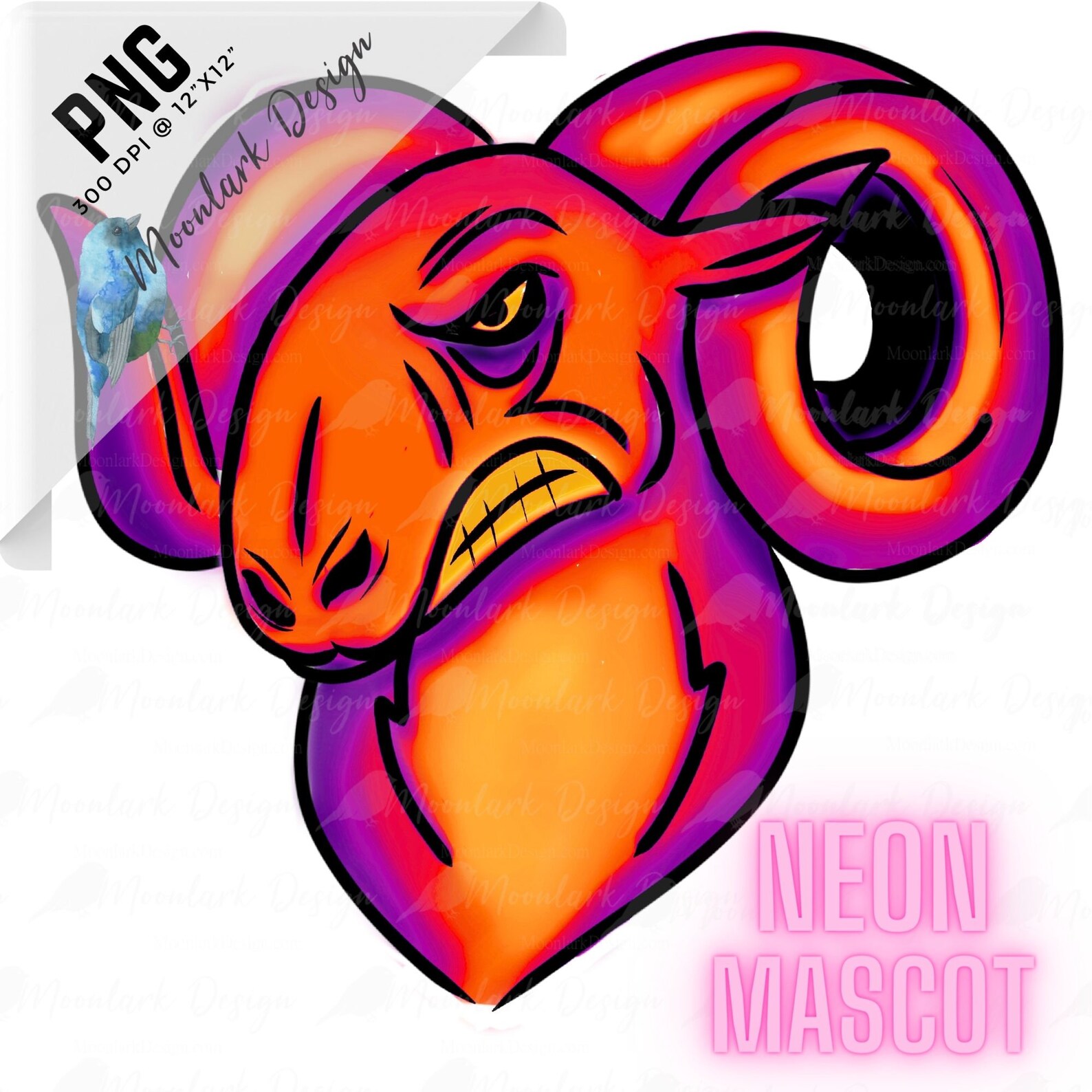 Neon Mascot, Ram Mascot, Ram Clip Art, Ram PNG, School Pride, School ...