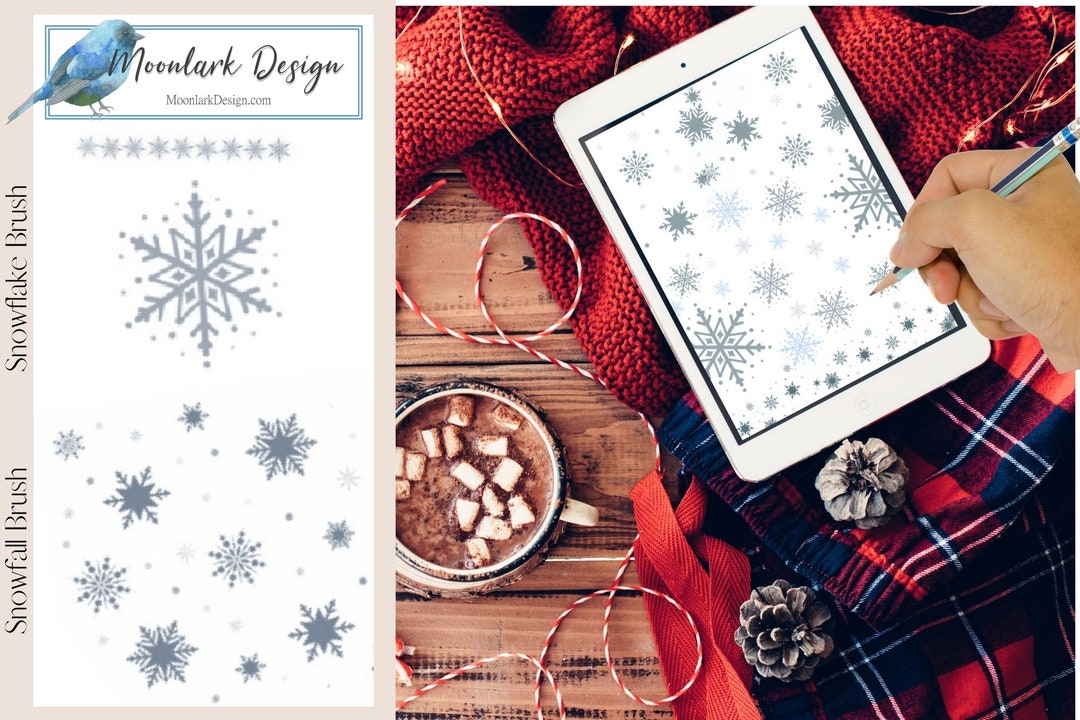 Snowflake Procreate Brush, Snowfall Procreate Brush, Create a Snow ...