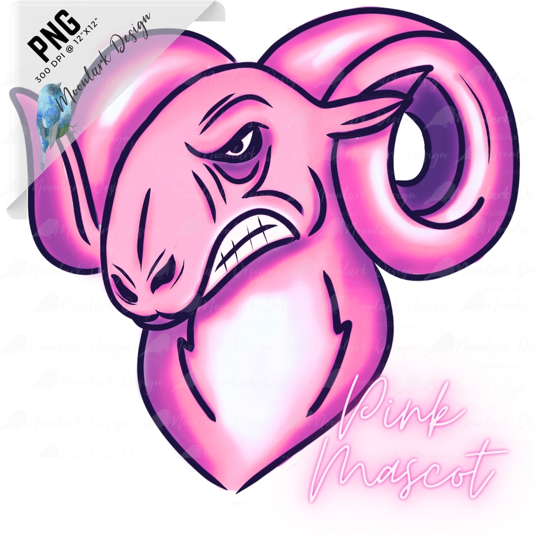 Pink Ram Clip Art, School Spirit, Team Mascot, Hand Drawn, School ...