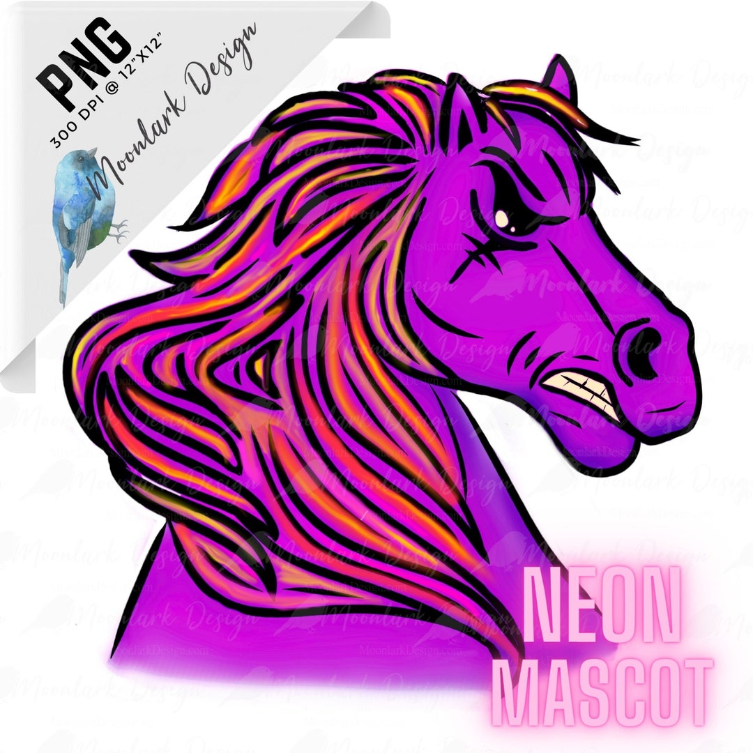 Neon Mascot, Bronco Mascot, Colt Clip Art, Bronco PNG, School Pride ...