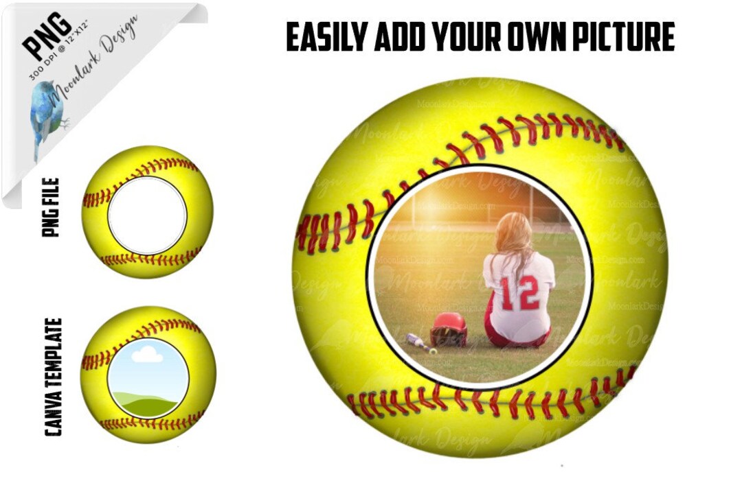 Softball Picture Frame PNG, Add Your Own Picture, Softball Template ...