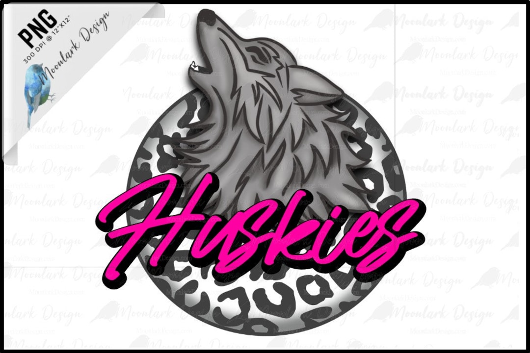 Huskies PNG, School Spirit, Team Mascot, Leopard Background, Pink Words ...