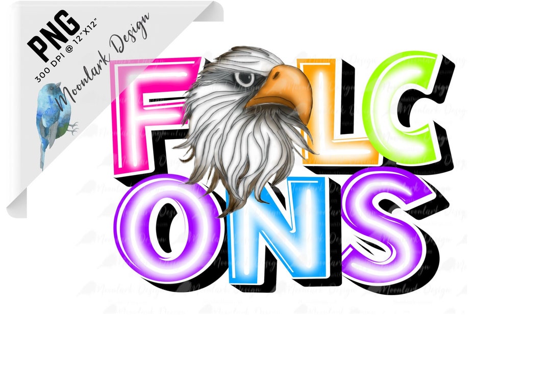 Falcons Mascot, Neon Mascot, PNG File, Neon School Spirit, Doodle ...