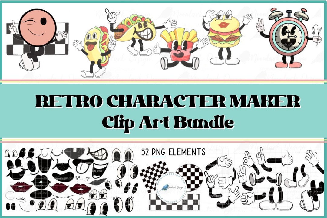 Retro Character Clipart, Retro Mascot PNG and SVG, Retro Cartoon ...