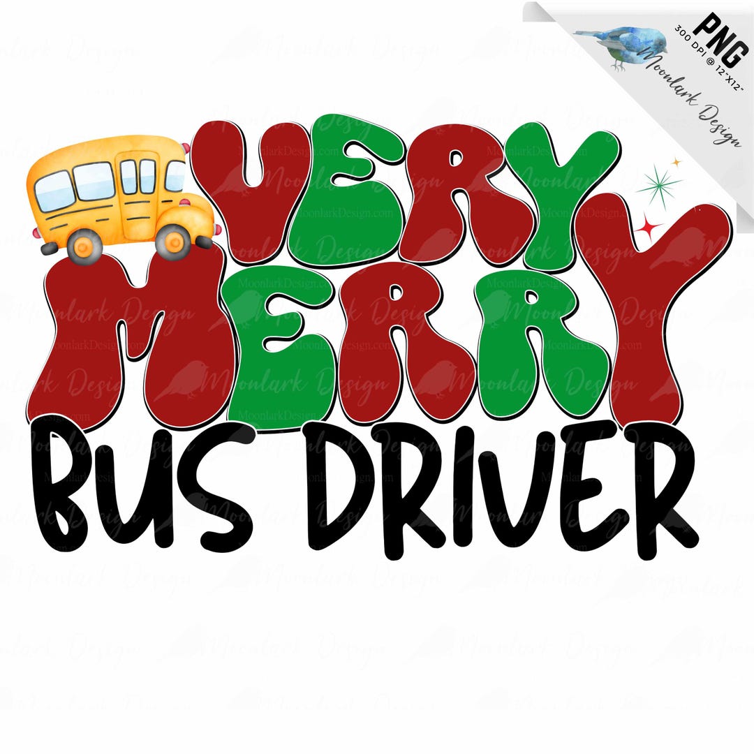 Very Merry, Bus Driver PNG, Christmas PNG, Groovy Retro Letters, Bus ...