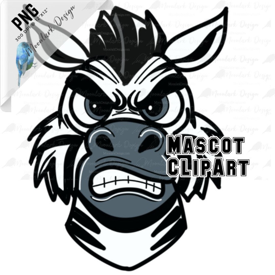 Zebra Clip Art, School Spirit, Team Mascot, Zebra Logo, Hand Drawn ...