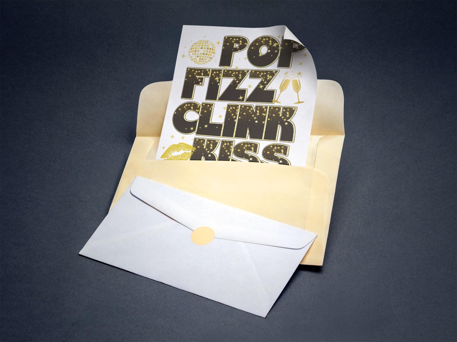 New Years Eve PNG, Pop Fizz Clink Kiss, New Year, Gold Sparkle, Disco ...