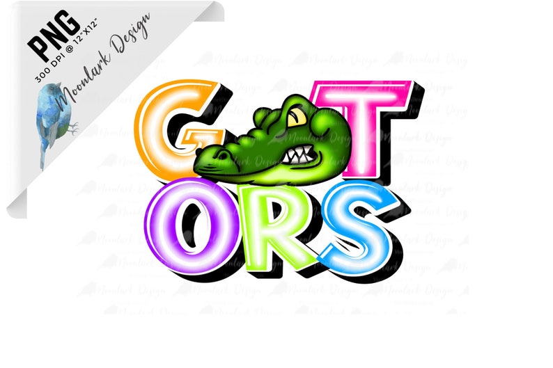 Gators Mascot, Neon Mascot, PNG File, Neon School Spirit, Doodle Letter ...
