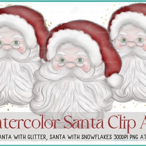 Watercolor Santa Clipart, Christmas Clipart, Santa Claus Png, Santa ...