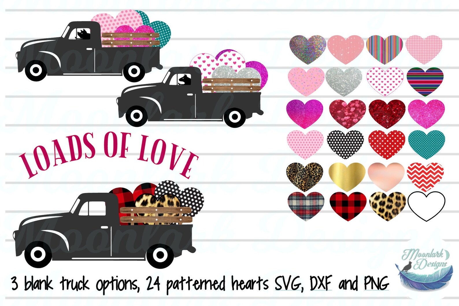 Loads of Love Truck With Hearts Patterned Heart Valentines - Etsy