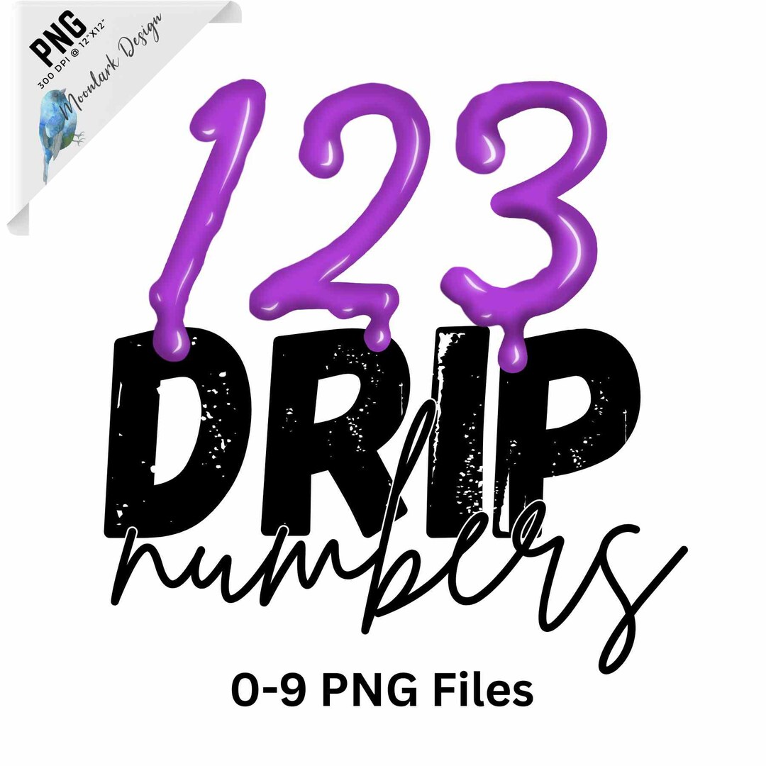 Purple Drip Numbers, Commercial Use, Slime Numbers, Dripping Numbers ...
