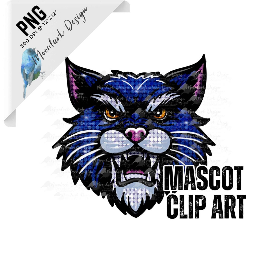 Wildcat Mascot, Wildcat Clip Art, Wampuscat PNG, Sequin Wildcat, School ...