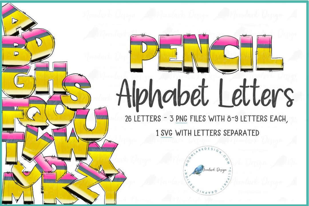 Pencil Alphabet Letters, Pencil Alphabet, Pencil Letters, School Alphabet, School Letters ...