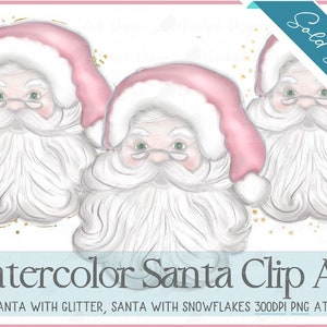 Watercolor Santa Clipart, Christmas Clipart, Santa Claus Png, Santa ...