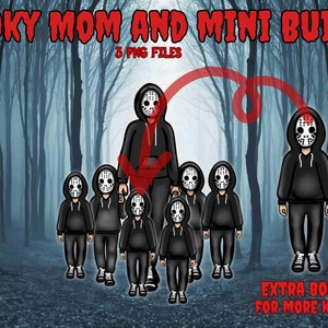 Halloween Mom Builder, Hockey Mask, Mama and Mini PNG, Spooky Mom ...
