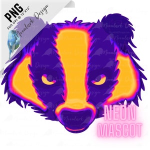 Neon Mascot, Badger Mascot, Badger Clip Art, Badger PNG, School Pride ...