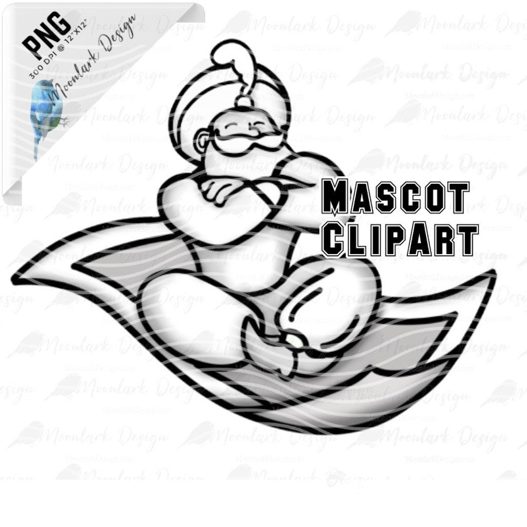 Sultan Clip Art, School Spirit, Team Mascot, Sultan Logo, Hand Drawn ...